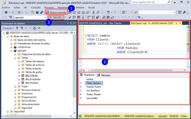SQL EXISTS: Analiza coincidencia en subconsulta - Sqlserverdb